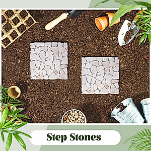Sasylvia 6 Pcs 12 Inch Stepping Stones Outdoor Square Marble Riverstone Decorative Pathway Stepping Stones for Garden Walkway Pathway Outdoor Lawn Yard Decorations