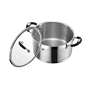 Mirror Polished Stainless Steel Stock Pot with Lid,Healthy Cookware Stockpots Stew Pot，Casserole Soup Pot Compatible with All Heat Sources,Dishwasher Safe (8.4Qt)