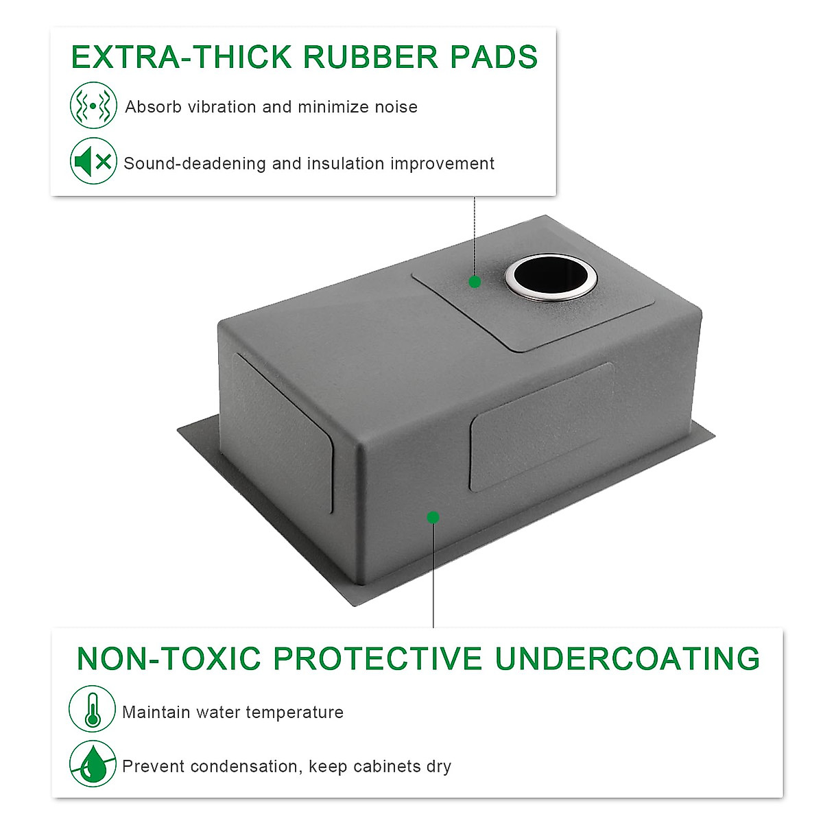 OUGOO Kitchen Sink, 22 x 18 Drop in Sink, 9" Deep Single Bowl Kitchen Sinks, 304 Stainless Steel Topmount Kitchen Sink with Strainer & Bottom Grid, Black