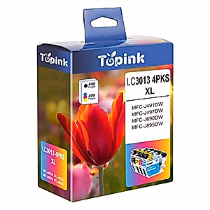 LC3013 High Yield 4 PKS Compatible Ink Cartridge Replacement for Brother LC3013 LC3011 Ink Cartridges BK/C/M/Y, Use for MFC-J491DW MFC-J497DW MFC-J690DW MFC-J895DW Printer
