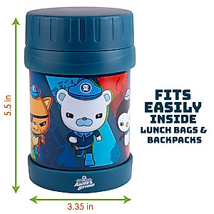 Octonauts Above & Beyond Stainless Steel Vacuum Insulated 13 oz Food Jar for Kids, Blue - Leak-Proof Container Keeps Meals, Liquids, & Soups Hot or Cold for Hours - Fits Inside All Lunch Boxes & Bags