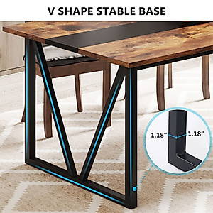 TRIBESIGNS WAY TO ORIGIN Dining Table for 6-8 People, 70.8-inch Rectangular Wood Kitchen Table with Strong Metal Frame, Industrial Large Dining Room Table for Kitchen, Living Room (Rustic Brown)