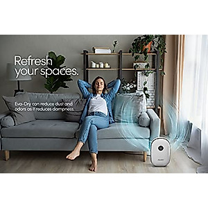 Eva-Dry Air Dehumidifier for Home – Portable Dehumidifier for Small & Medium Spaces Up to 2,500 Cubic Ft. – Quiet Dehumidifier for Basements, RVs, Bathrooms, Laundry Rooms, Campers, Bedrooms, & More