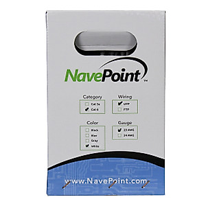 NavePoint CAT6 Ethernet Cable - CCA Bulk CAT6 Cable 250ft Ethernet Cable, 550MHz, 23AWG 4 Pair, Unshielded Twisted Pair (UTP), Solid White