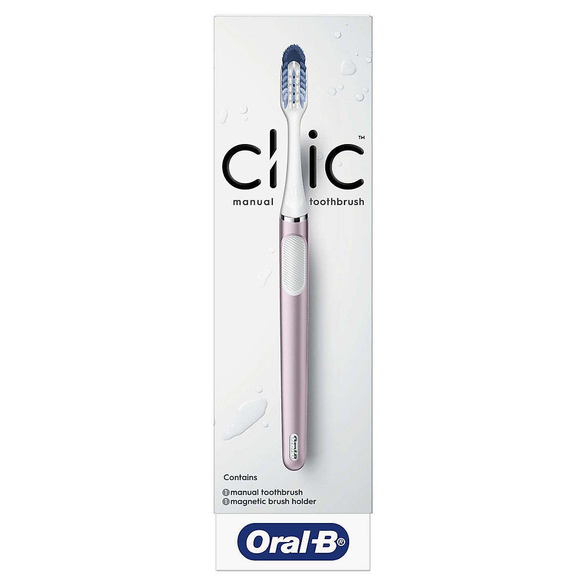 Oral-B Clic Toothbrush, Rose, with Brush Head and Magnetic Toothbrush Holder