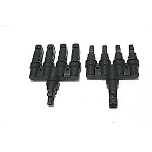 eoocvt 1 Pair Solar Energy Panel MC-4 T Branch Connectors Cable Coupler Combiner - 1 Male to 4 Female(M/4F) and 1 Female to 4 Male(F/4M)
