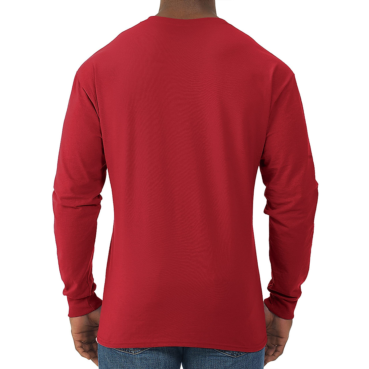 Jerzees Men's Dri-Power Cotton Blend Long Sleeve Tees, Moisture Wicking, Odor Protection, UPF 30+, Sizes S-3X, True Red, X-Large