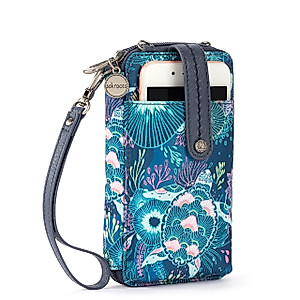Sakroots Salinas Smartphone Crossbody in Eco-Twill, Removable Adjustable Crossbody Strap, Royal Blue Seascape