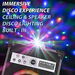 Ankuka Karaoke Machine, Portable Bluetooth Speaker with Disco Lights,Subwoofer PA System with 2 Wireless Microphones for Christmas,Birthday Party
