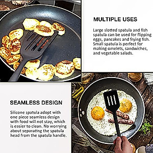 Silicone Spatula Set of 4 - Non-stick Pan Silicone Spatula Turner, Silicone Slotted Fish Turner Easy to Clean, Slotted Spatula for Eggs, Pancakes, Omelets