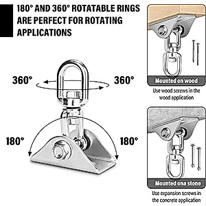 Hammock Hanging Kit, 1100 lb Capacity Heavy Duty 360° Rotate Ultra Durable Hooks for Swing, DQYTJT Hanging Chair Hardware for Ceiling, Yoga, Chair, Multiple Indoor Outdoor Gym
