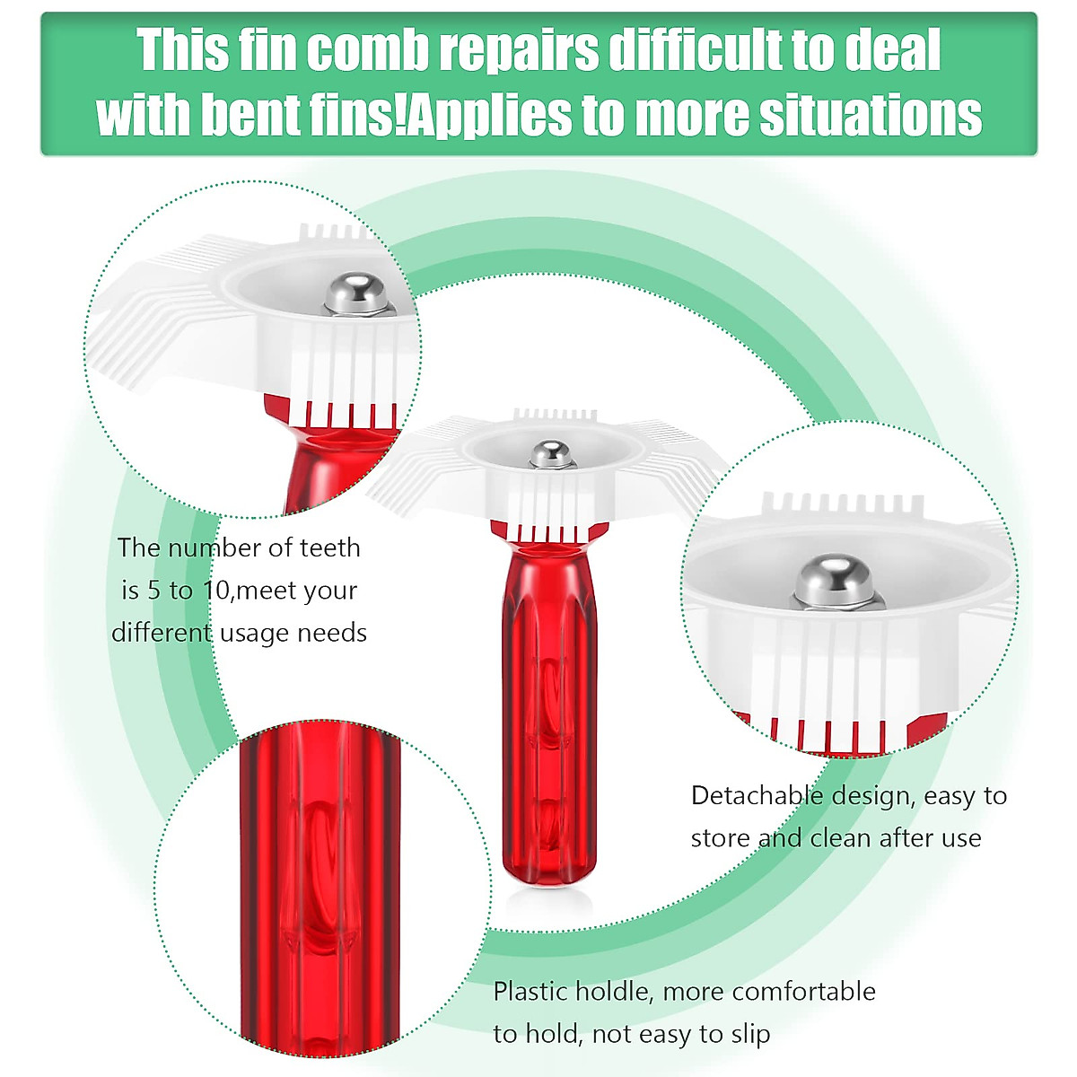 3 Pieces Air Conditioning Brush Set Includes FCR6 Ring Fin Comb Air Conditioner Fin Cleaner Condenser Radiator Fin Comb Stainless Steel Fin Straightener Cleaner Brush Repair Tool for Condenser Coil