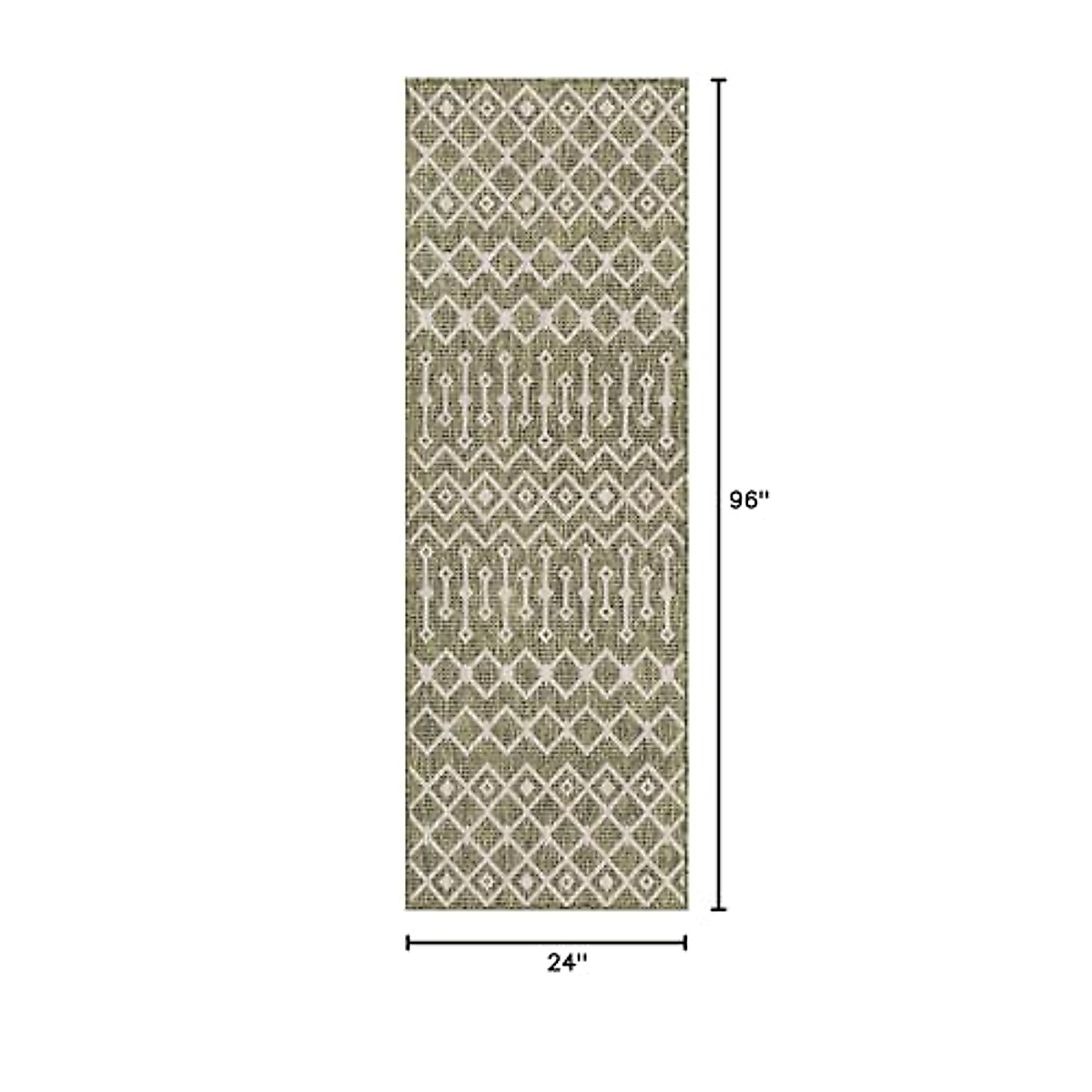 Unique Loom Outdoor Trellis Collection Area Rug - Tribal Trellis (2' x 8' Runner, Green/ Natural)