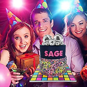 14 Pcs Disco Ball Cake Topper, Disco Cake Decorations for Birthday, Bachelorette Party, 70s 80s 90s Theme Disco Party Decorations Supplies