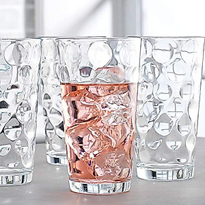 Glaver's Drinking Glasses Set of 4 Highball Glass Cups Bar Glasses for Cocktails, Juice, Water, Iced Tea, and Beverages. Circle Designed - Dishwasher Safe. (Large)