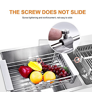 MSAAEX Expandable Dish Drying Rack, Over Sink Dish Drying Rack , Draining Dishes & Fruit Drain- Rustproof Stainless Steel for Kitchen, Rugged Sink Drain Rack (Gray)