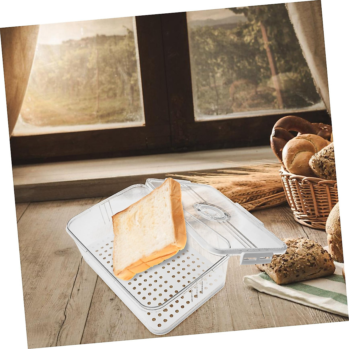 MAGICLULU Refrigerator Organizer Bins Airtight Bread Storage Fruit Vegetable Storage Containers Timer Function