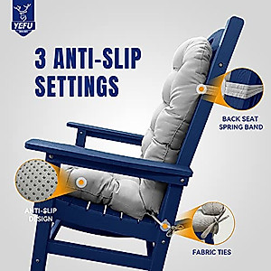 YEFU Adirondack Chair Cushion, Rocking Chair Cushions High Back, Thickened Patio Chair Pad for Indoor and Outdoor, 49x20x5 Inch, Gray