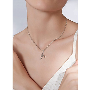CELESTIA Gifts for Women Sterling Silver Initial Necklaces for Women Letter Pendant A Monogram Necklaces Alphabet Heart Initial Jewelry