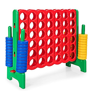 ARLIME Giant 4 in a Row Connect Game, 47'' Jumbo 4-to-Score Toy Set W/Quick-Release Lever, Build-in Ring, Jumbo Sized for Kids & Adults, Oversized Floor Activity for Indoor & Outdoor Play