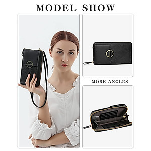 Youniya Cell Phone Purse Cell Phone Bag with Credit Card Wallet Phone Crossbody Bags for Women (Black)