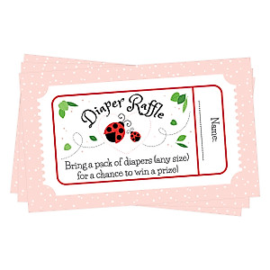 Ladybug Little Lady Diaper Raffle Baby Shower Cards - 24 count