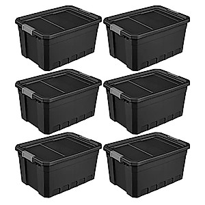 Sterilite Storage System Solution with 19 Gallon Heavy Duty Stackable Storage Box Container Totes with Grey Latching Lid for Home Organization, 6 Pack
