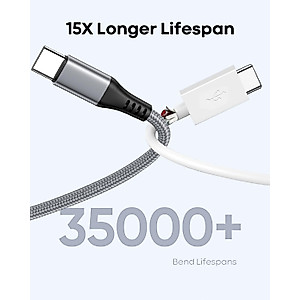 AZPPANXI 20 FT USB C Cable, Extra Long USB C Cable Fast Charging |𝐏𝐫𝐞𝐦𝐢𝐮𝐦 𝐃𝐮𝐫𝐚𝐛𝐥𝐞| Nylon Braided USB A 2.0 to Type C Cable Charger Cord Compatible with Moto LG Pixel and More, Gray