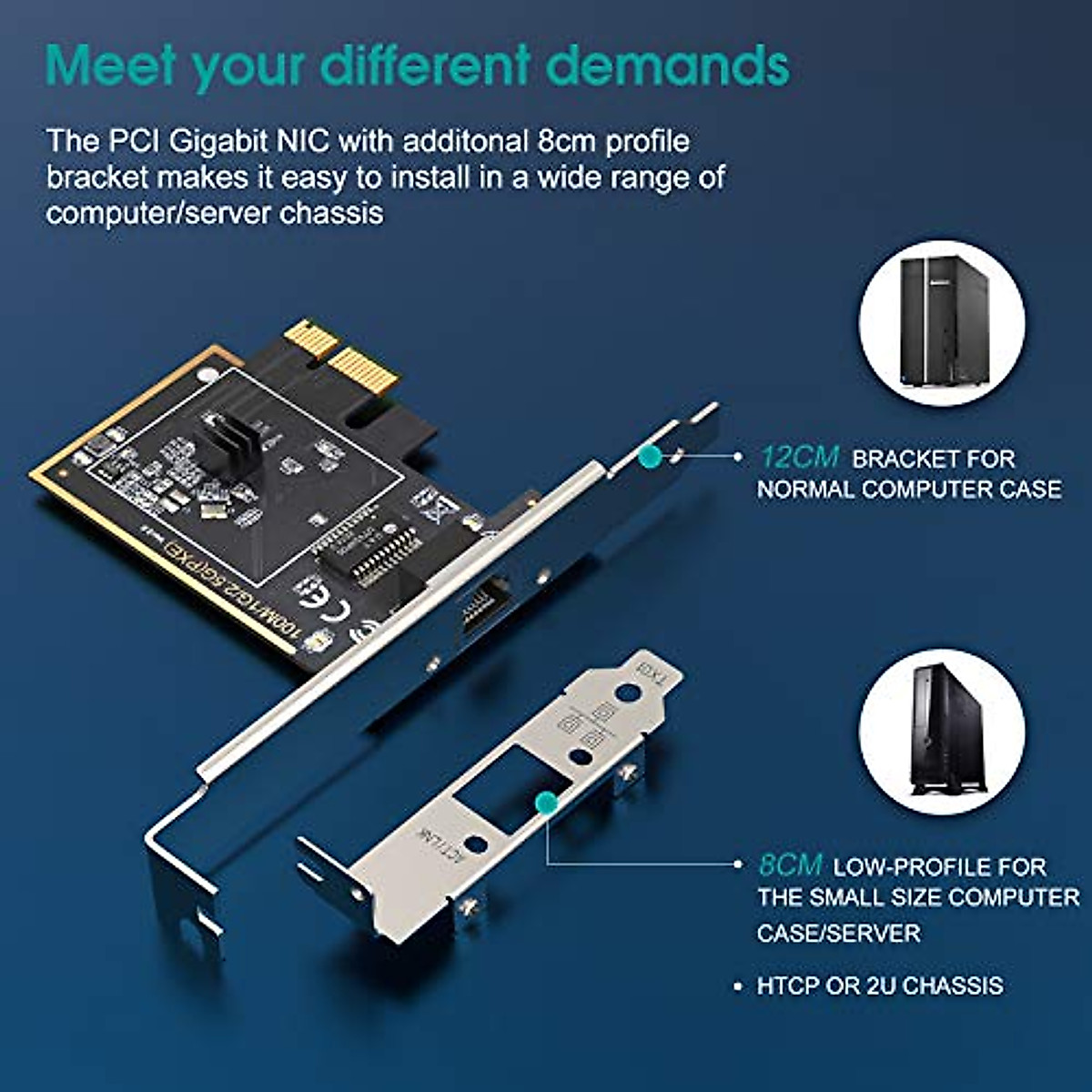 (Upgraded) 2.5GBase-T PCIe Network Adapter, 2500/1000/100Mbps PCI Express Gigabit Ethernet Card RJ45 LAN Controller Support Windows Server/Windows, Standard and Low-Profile Brackets Included