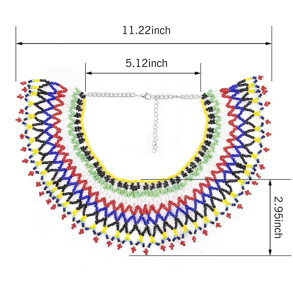 AUEAR, Colorful Beaded Necklace Maasai Necklace South African Necklace African Necklace for Women Best Gift