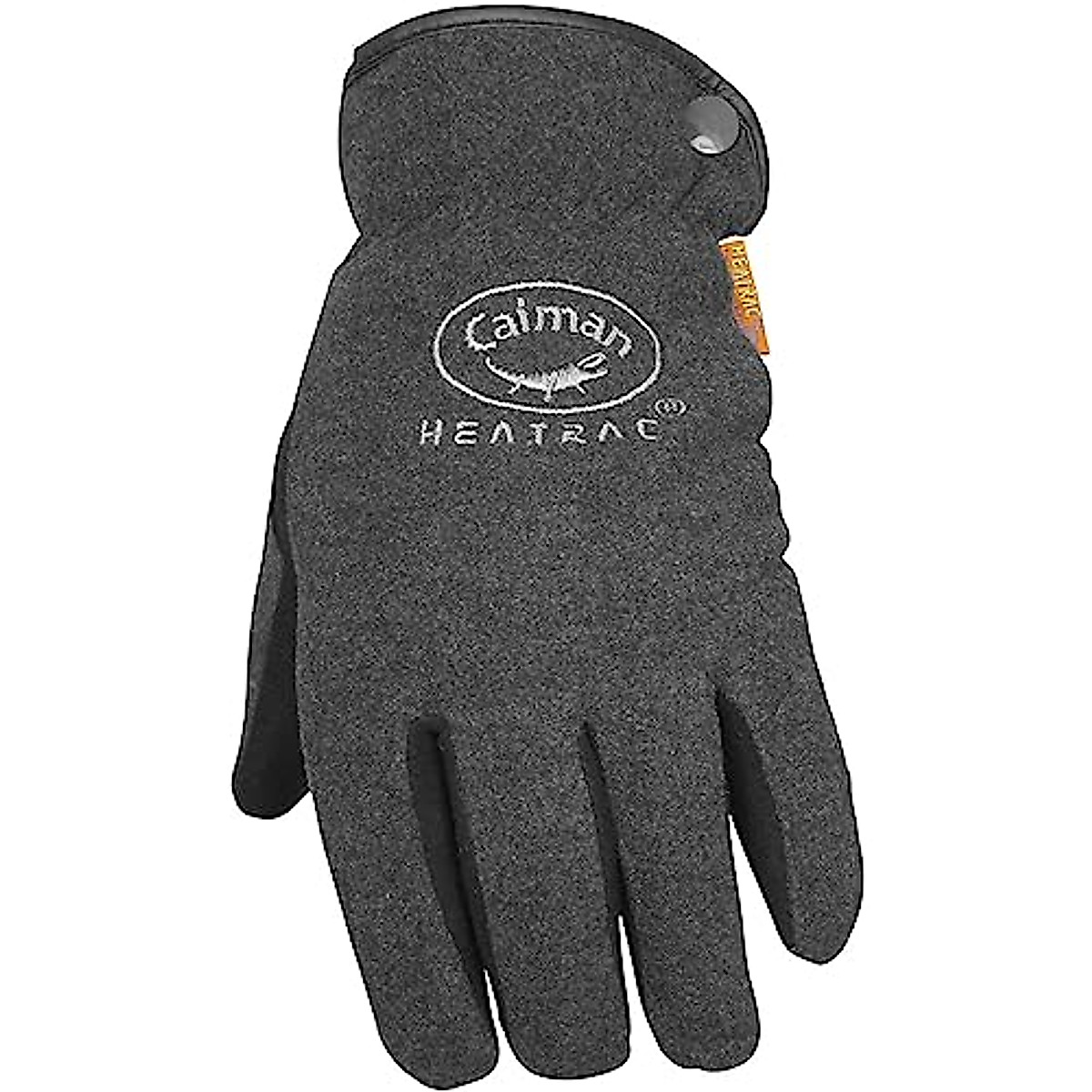 Caiman Deerskin Leather Palm Winter Work Gloves, Fleece Back, Heatrac Insulation, Touchscreen Compatible, Black, Medium (2396-4)