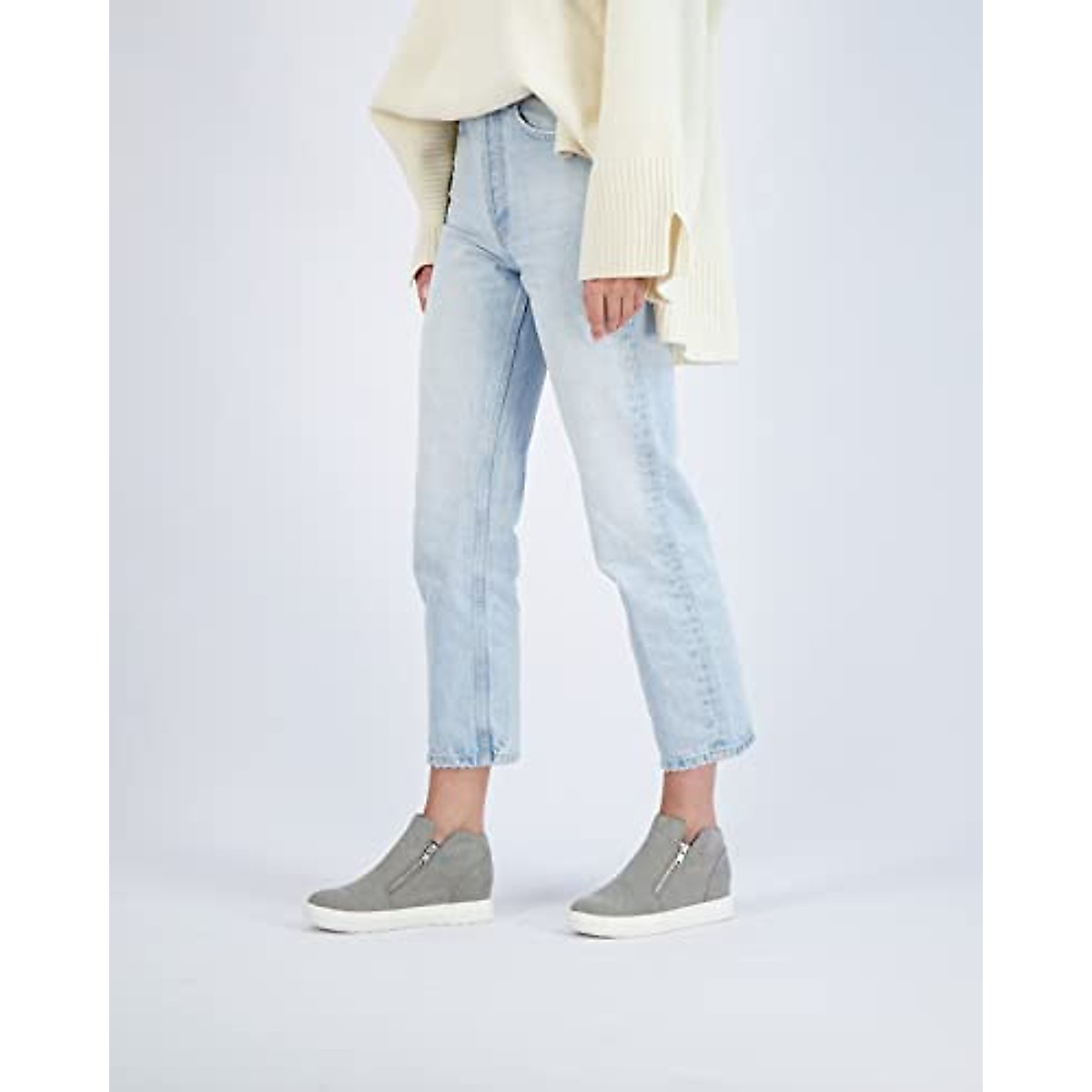 CUSHIONAIRE Women's Hart Sneaker Wedge Booties– Slip-On Sneaker Wedge Boots for Women with Dual Zipper, Cognac 8