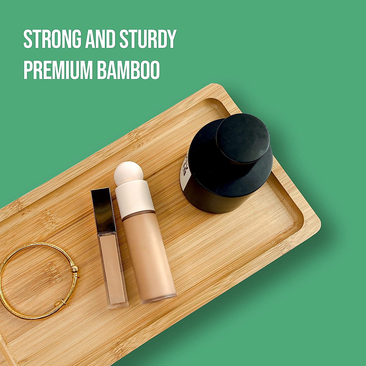 YELLOW LOTUS Bamboo Vanity Tray, 12 inch, Brown, Wooden, Slip Resistant, Perfume, Makeup, Jewelry Organizer, Decorative Toilet Tank Tray