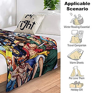 Japanese Anime Cartoon Throw Blanket Flannel Soft Cozy Warm Lightweight Blanket for Home Bedding Living Room Kids Adults 80"x60"