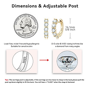 AINUOSHI Moissanite Hoop Earrings for Women, D-E Color Moissanite Simulated Diamond, 925 Sterling Silver with 14K Gold Plating, Hypoallergenic, Jewelry Box Packed