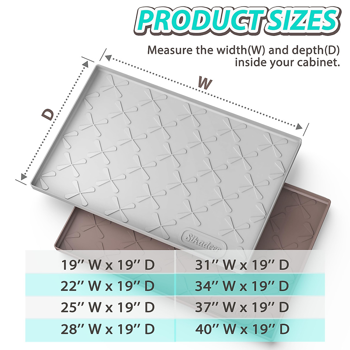 SIKADEER Under Sink Mat for Bathroom Waterproof, 19" x 19" Silicone Under Sink Liner Bathroom Cabinet Shelf Protector, Fits 21inch Standard Kitchen Bathroom Cabinet Mat Under Sink Organizer Drip Tray