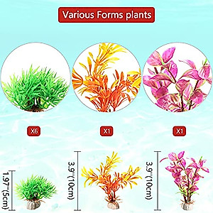 12 Pieces Fish Tank Plant with Rockery View Artificial Aquarium Plants Landscape Simulation Plastic Hydroponic Plants Mountain Rock Artificial Aquarium Plants for Fish Tank Betta