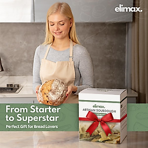 Complete Sourdough Starter Kit, Sourdough Bread Baking Supplies with Kitchen Scale, 9" Round & 10" Oval Banneton Proofing Baskets, Glass Starter Jar, Bread Lame, Danish Whisk & More.