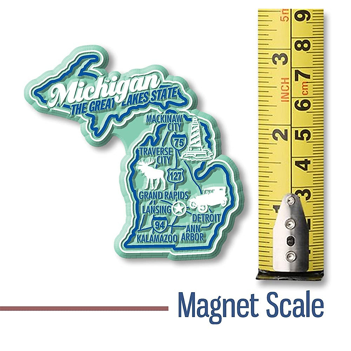 Michigan Premium State Magnet by Classic Magnets, 2.9" x 2.8", Collectible Souvenirs Made in The USA