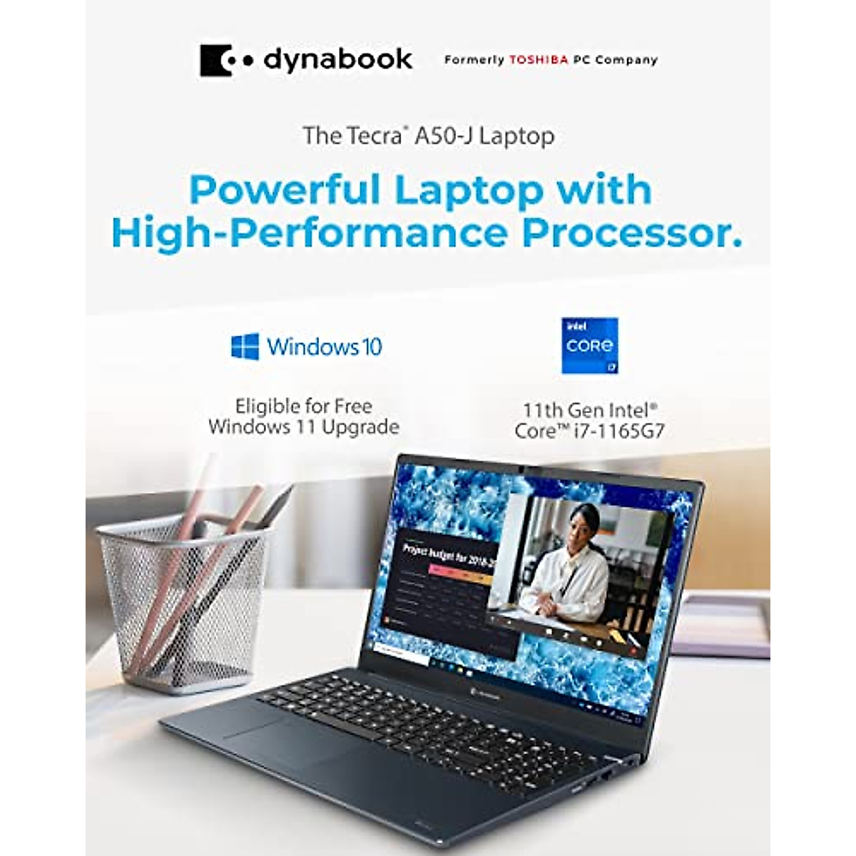 dynabook Tecra A50-J 15.6" Notebook - Full HD - 1920 x 1080 - Intel Core i7 11th Gen i7-1165G7 Quad-core (4 Core) 2.80 GHz - 16 GB RAM - 512 GB SSD - Black, Blue