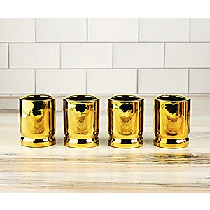 The Wine Savant 50 Caliber Bullet Shot Glasses Set - Set of 4 - Each holds 2 Ounces - Tactical Bullet Casings Shot Glasses