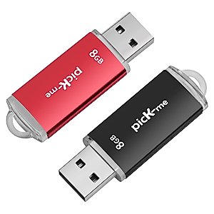 picK-me USB2.0 Flash Drive, 2 PCS USB Memory Stick Drives Bulk, for Data Storage and Share, for Desktop/Laptop/Smart TV/Car Audio etc (8GB)