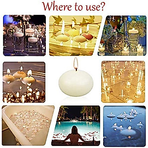 YIIA 10 Hour Burning White Unscented Classic 3" Floating Candles for Weddings, Parties, Special Occasions and Home Decorations (Set of 36)