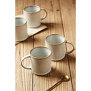 famiware 4 Pieces Coffee Mug, 12 oz Catering Mugs with Handle for Coffee, Tea, Cocoa, Milk, Cappuccino White