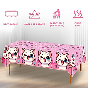 Cute kitten Birthday Decorations, Party Supplies Set Include Banner, kitten Balloons, Hanging Swirls, Cake Cupcake Toppers, Tablecloth for Kids Theme Party