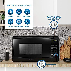Danby DBMW0720BBB 700 Watts 0.7 Cu.Ft. Countertop Microwave with Push Button Door| 10 Power Levels, 6 Cooking Programs| Auto Defrost and Child Lock, Black