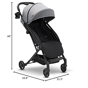 Mompush Lithe Lightweight Stroller, Compact One-Hand Fold Travel Stroller for Airplane Friendly, Reclining Seat and Large Canopy, with Rain Cover & Travel Carry Bag & Cup Holder