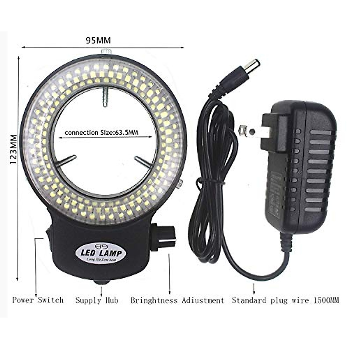 LED-144-ZK Black Adjustable 144 LED Ring Light Illuminator for Stereo Microscope (144 LED Ring Light)