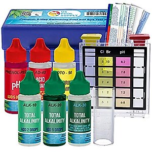 U.S. Pool Supply Premium 5-Way Swimming Pool & Spa Test Kit - Tests Water for pH, Chlorine, Bromine, Alkalinity and Acid Demand - Maintain Properly Balanced Chemical Levels, Algae Sanitizer Indicator