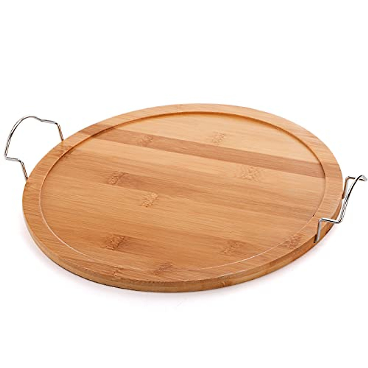 ZENFUN 11.3'' Ceramic Divided Dishes with Bamboo Tray, 6-Compartment Appetizer Tray Removable Snack Bowls, Round Sectional Serving Platter for Candy and Nut, Fruits, Condiment, Party